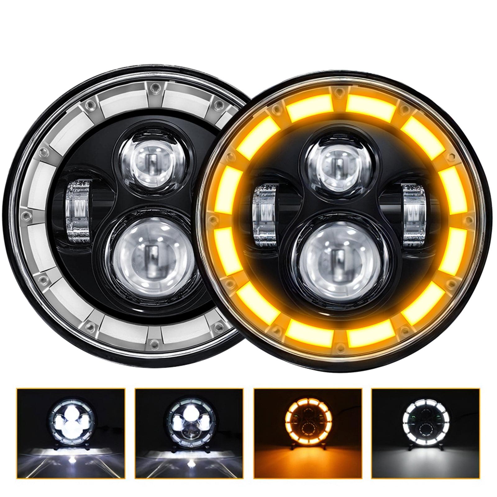 Car Headlight, Turn Cars Beam Turn With Low Beam 2 Pcs Waterproof Round ...