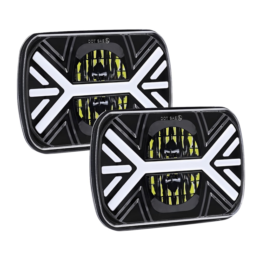 Car Headlights 7-Inch Rectangular Headlights with Dual Reflective Lamp ...
