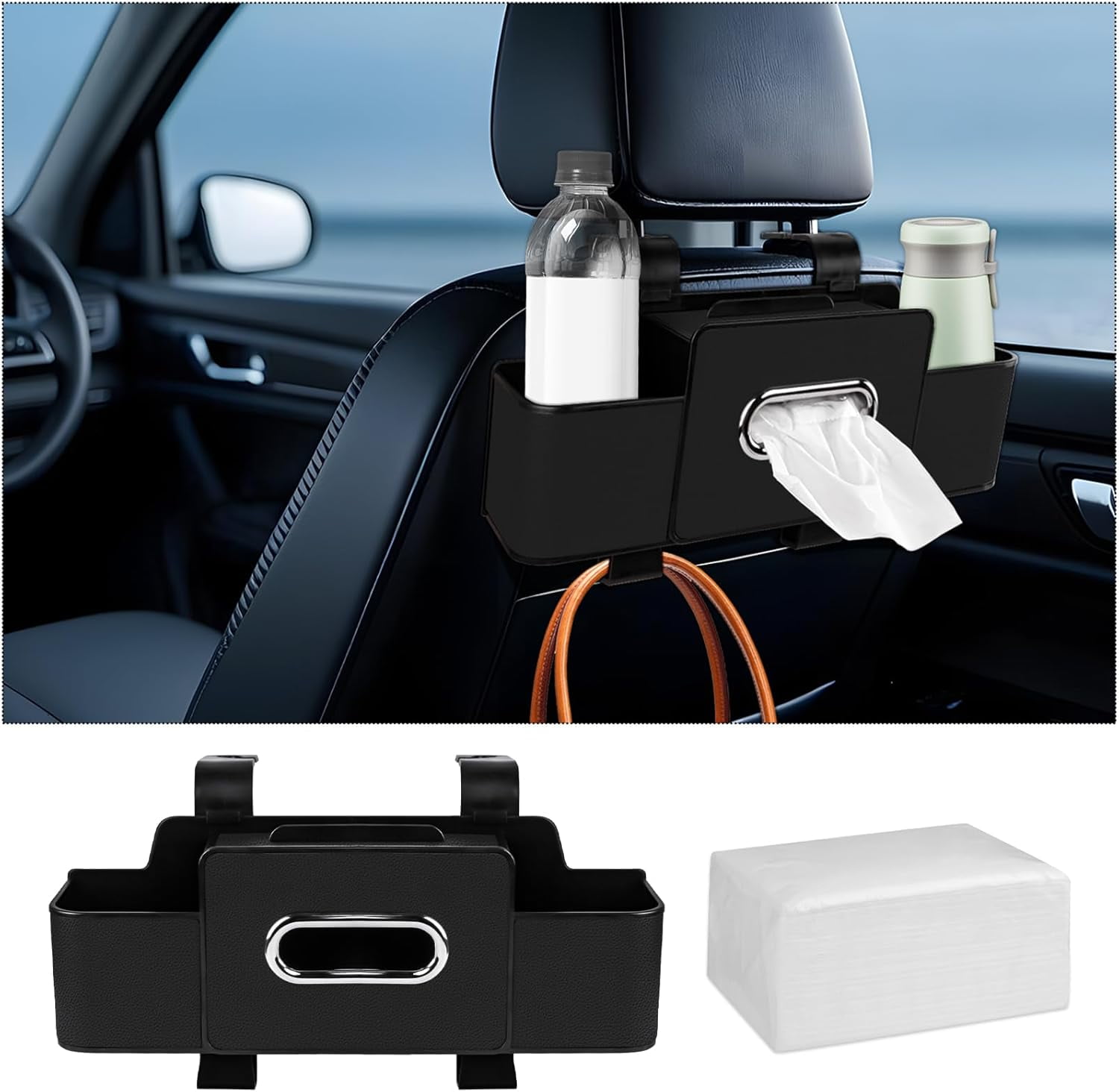 Car Headrest Backseat Organizer with Cup Holder, Multi-Functional ...