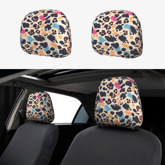 Car Headrest Cover 2 Pcs Soft Water Resistant Elastic Bottom Machine ...