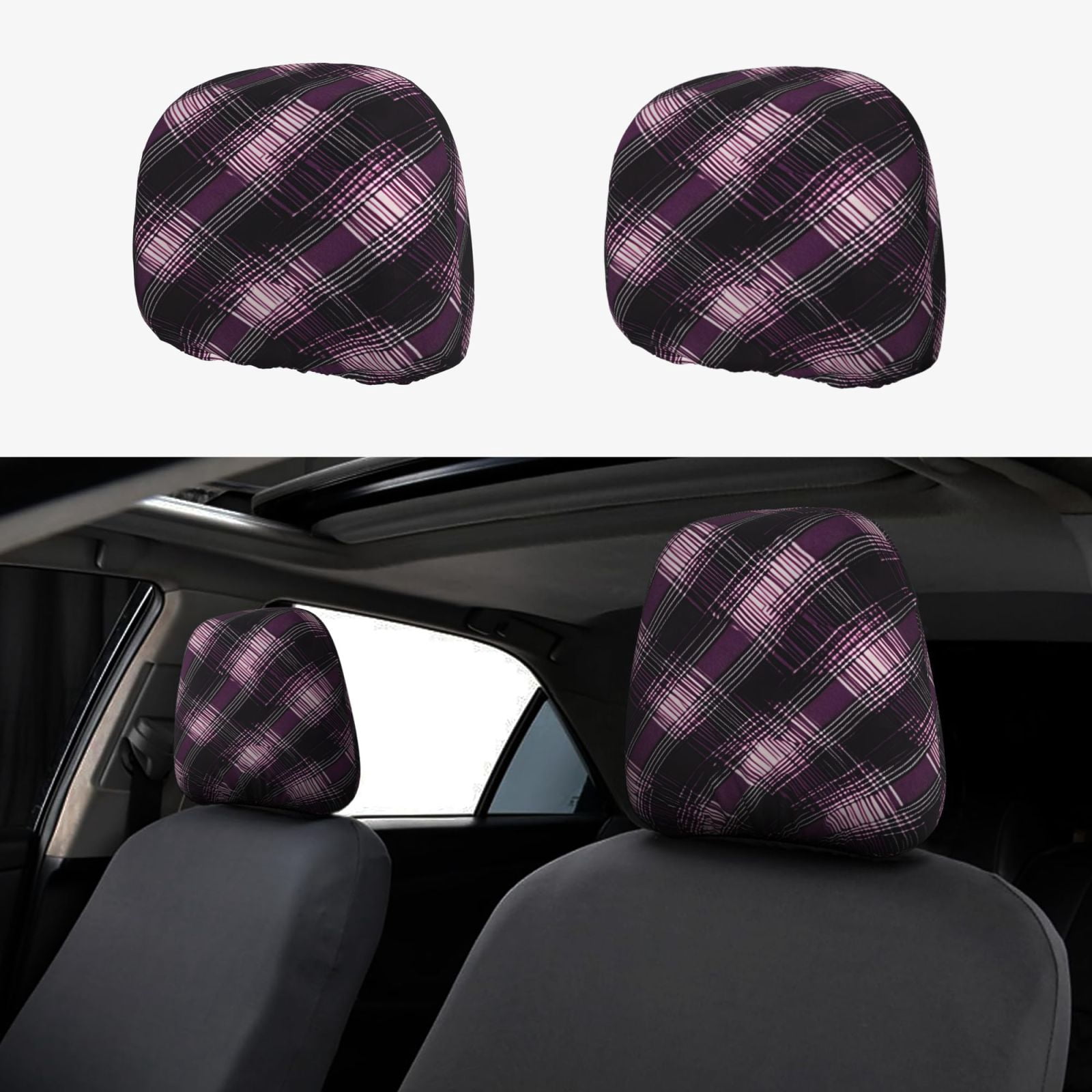 Car Headrest Cover 2 Pcs Soft Water Resistant Elastic Bottom Machine ...