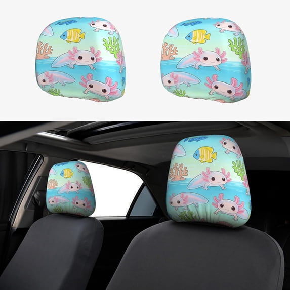 Car Headrest Cover 2 Pcs Soft Water Resistant Elastic Bottom Machine ...