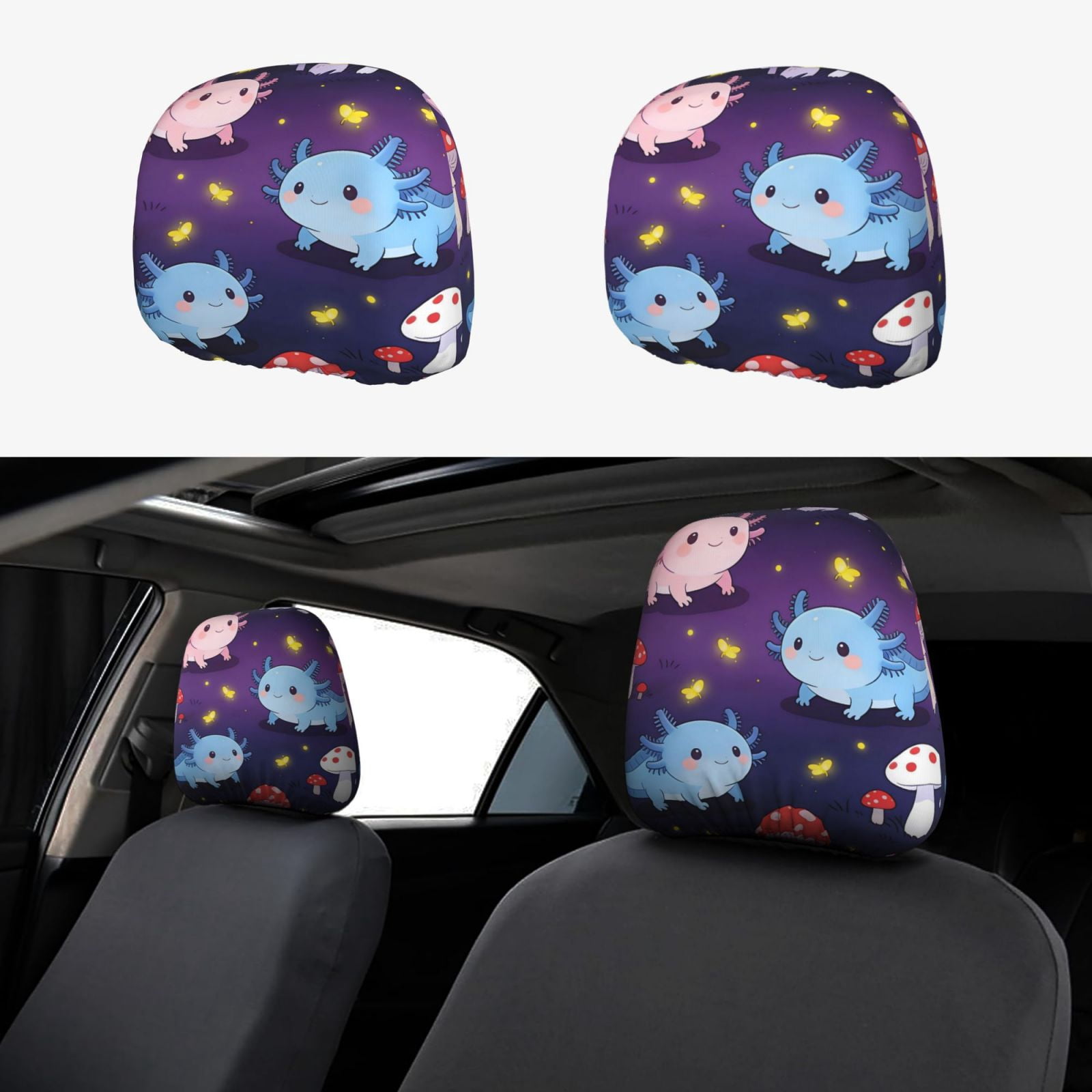 Car Headrest Cover 2 Pcs Soft Water Resistant Elastic Bottom Machine ...