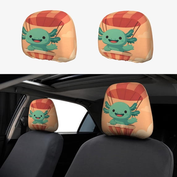 Car Headrest Cover 2 Pcs Soft Water Resistant Elastic Bottom Machine ...