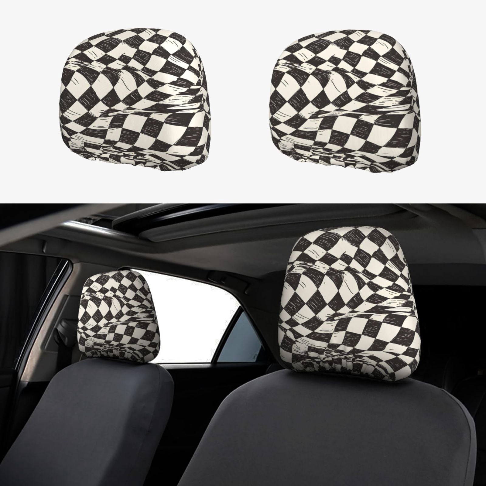 Car Headrest Cover 2 Pcs Soft Water Resistant Elastic Bottom Machine ...