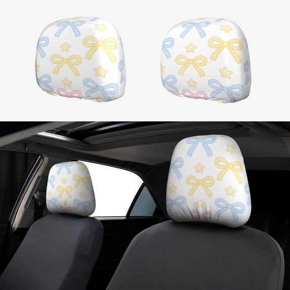 Car Headrest Cover 2 Pcs Soft Water Resistant Elastic Bottom Machine ...