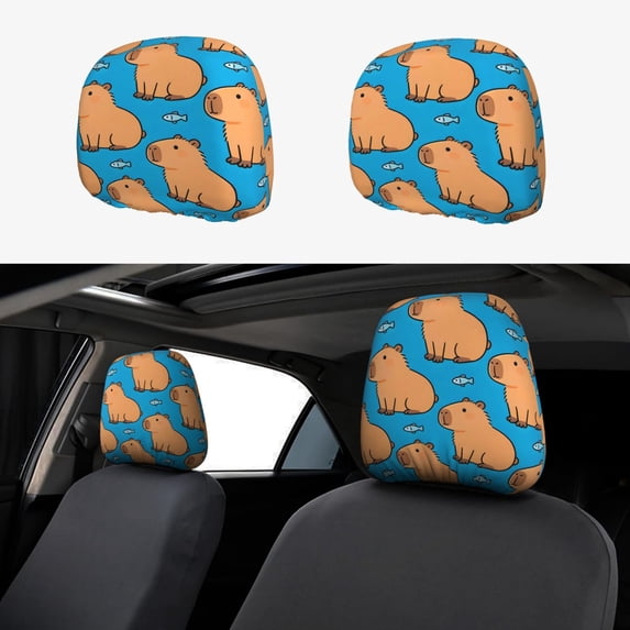 Car Headrest Cover 2 Pcs Soft Water Resistant Elastic Bottom Machine ...