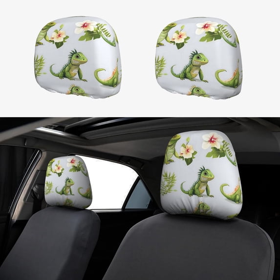 Car Headrest Cover 2 Pcs Soft Water Resistant Elastic Bottom Machine ...