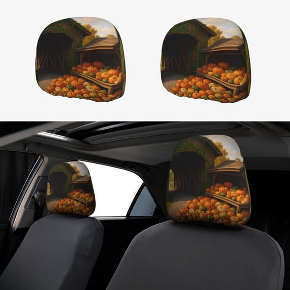Car Headrest Cover 2 Pcs Soft Water Resistant Elastic Bottom Machine ...