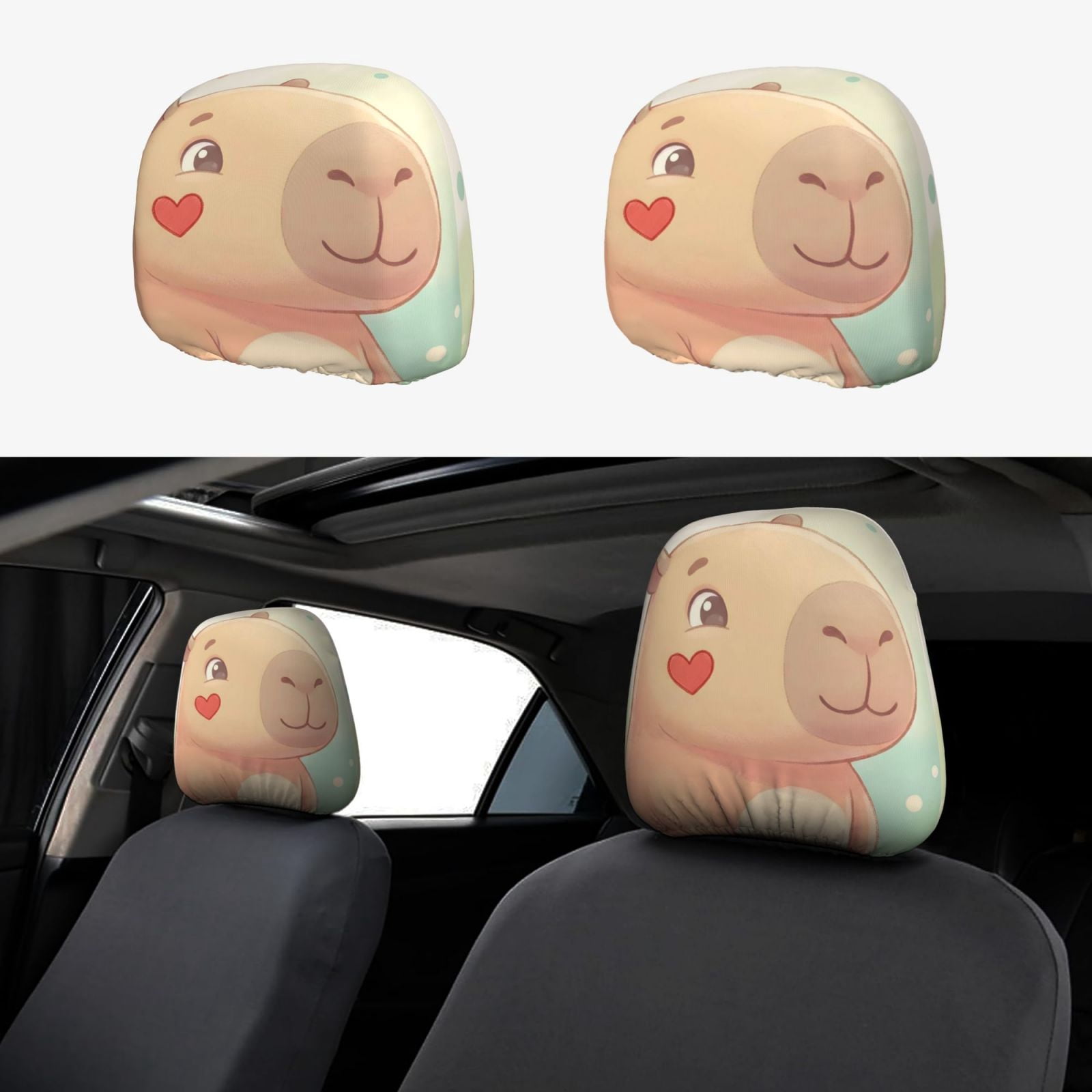 Car Headrest Cover 2 Pcs Soft Water Resistant Elastic Bottom Machine ...