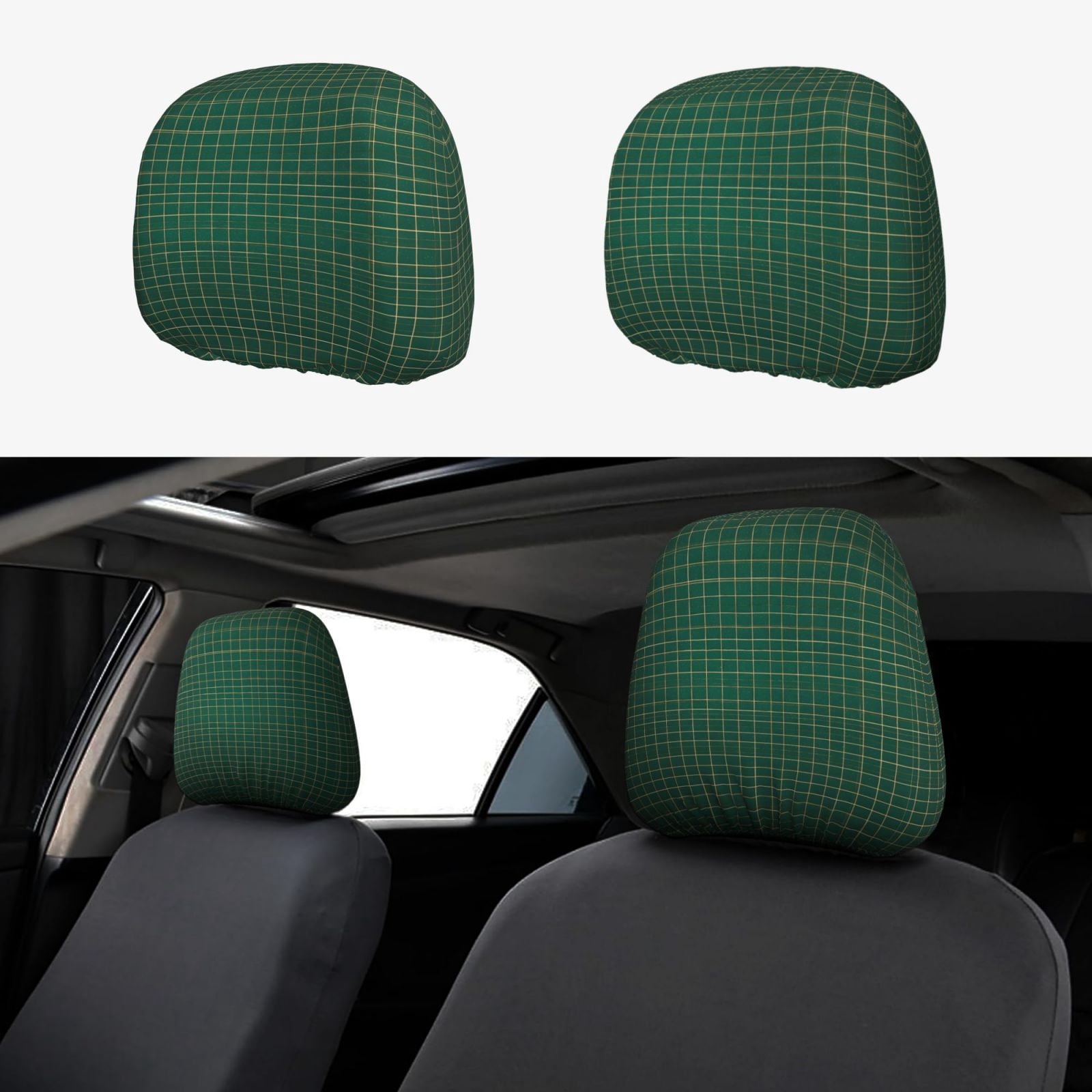 Car Headrest Cover 2 Pcs Soft Water Resistant Elastic Bottom Machine ...