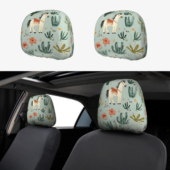 Car Headrest Cover 2 Pcs Soft Water Resistant Elastic Bottom Machine ...