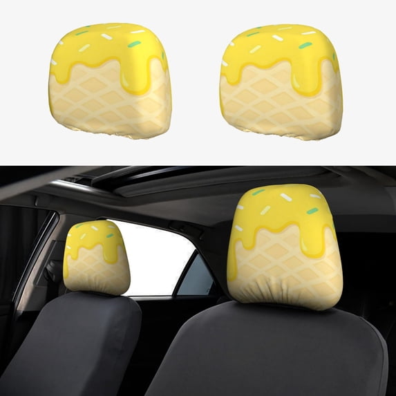 Car Headrest Cover 2 Pcs Soft Water Resistant Elastic Bottom Machine ...