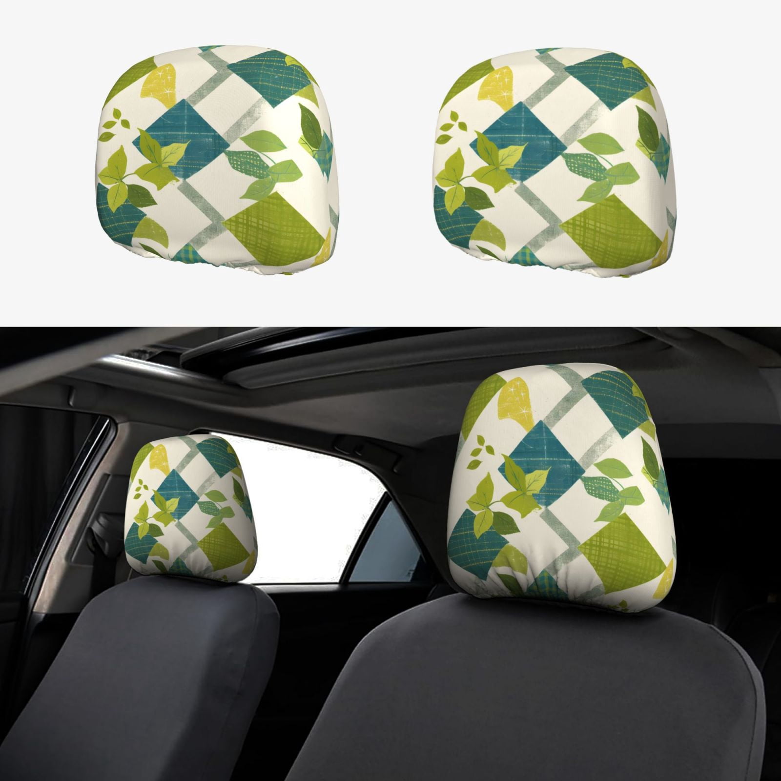 Car Headrest Cover 2 Pcs Soft Water Resistant Elastic Bottom Machine ...