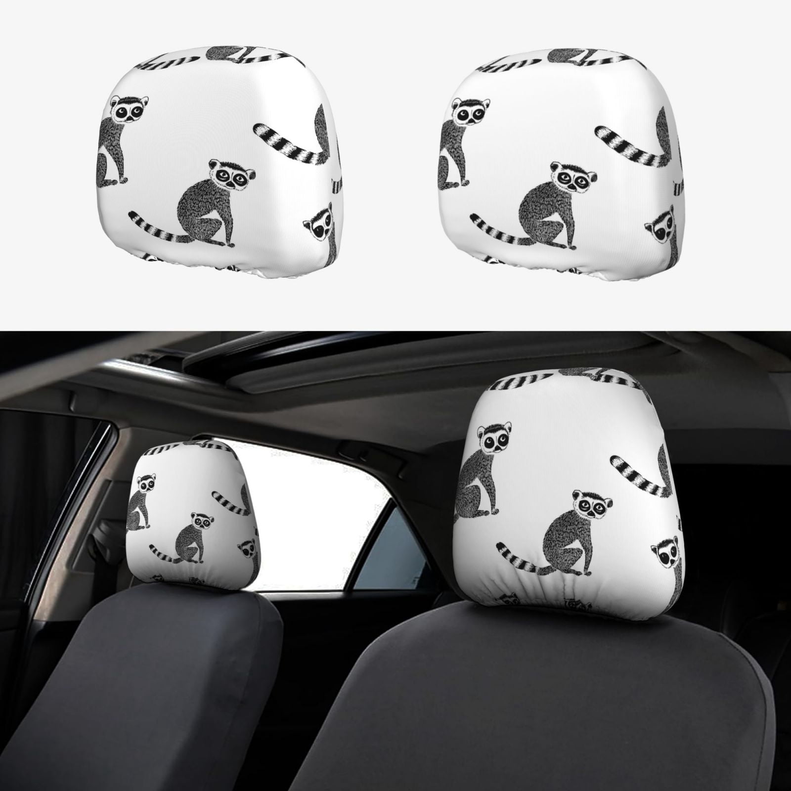 Car Headrest Cover 2 Pcs Soft Water Resistant Elastic Bottom Machine ...