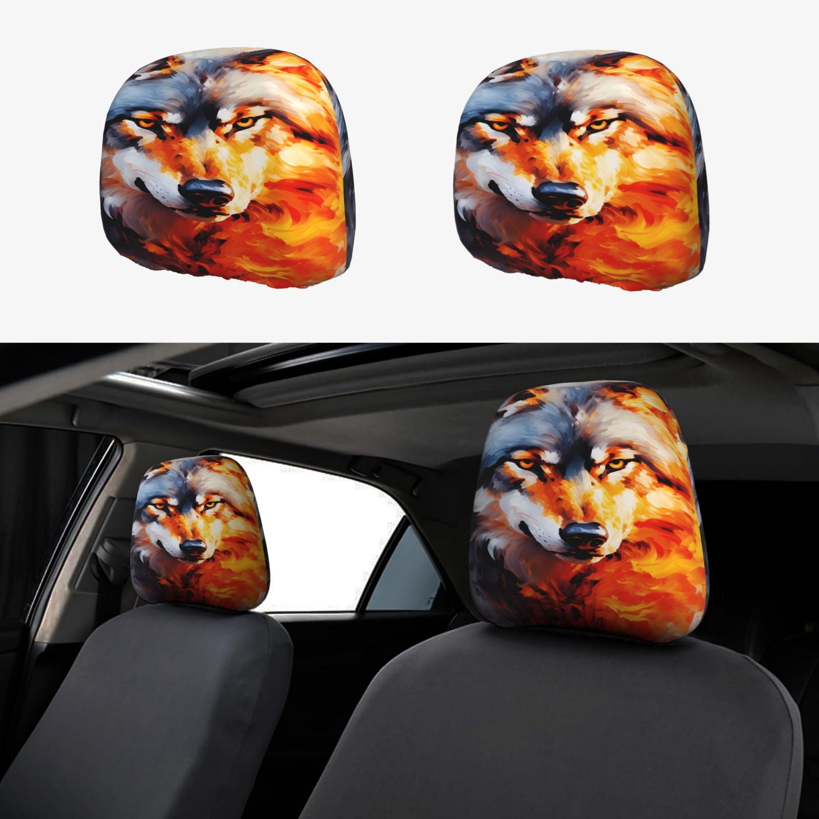 Car Headrest Cover 2 Pcs Soft Water Resistant Elastic Bottom Machine ...