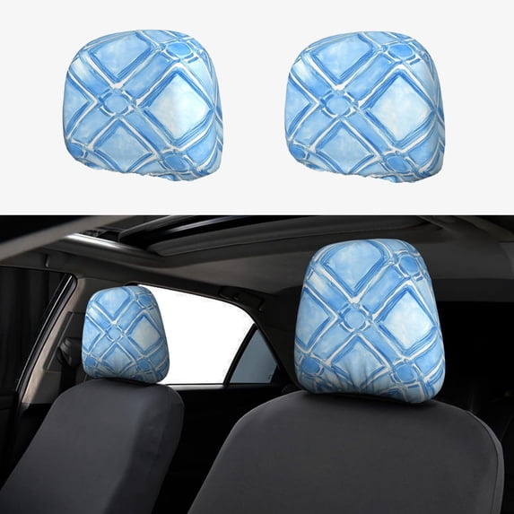Car Headrest Cover 2 Pcs Soft Water Resistant Elastic Bottom Machine ...