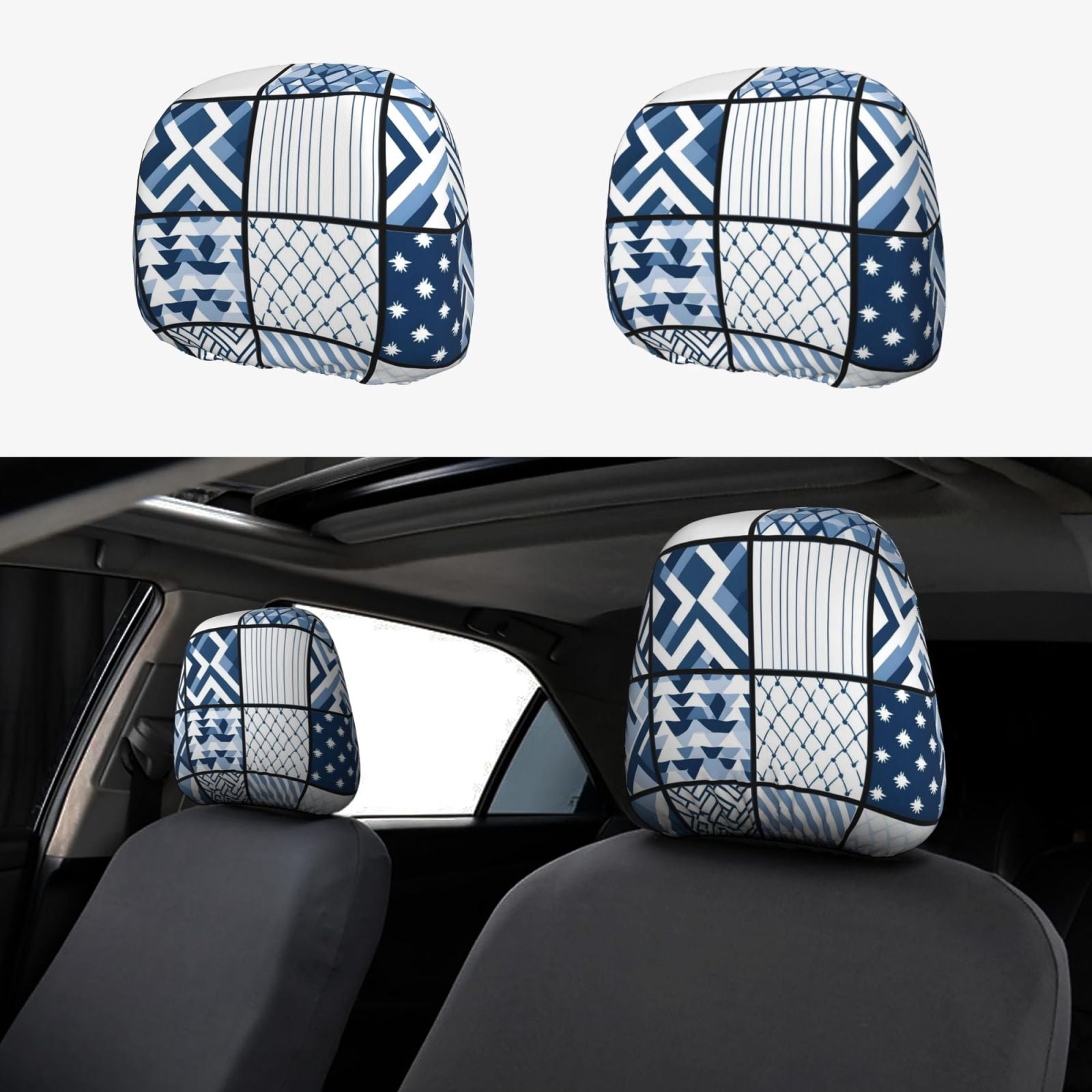 Car Headrest Covers 2pcs Full-Coverage Headrest Covers For Most Car ...