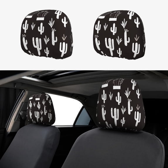 Car Headrest Covers 2pcs Full-Coverage Headrest Covers For Most Car ...