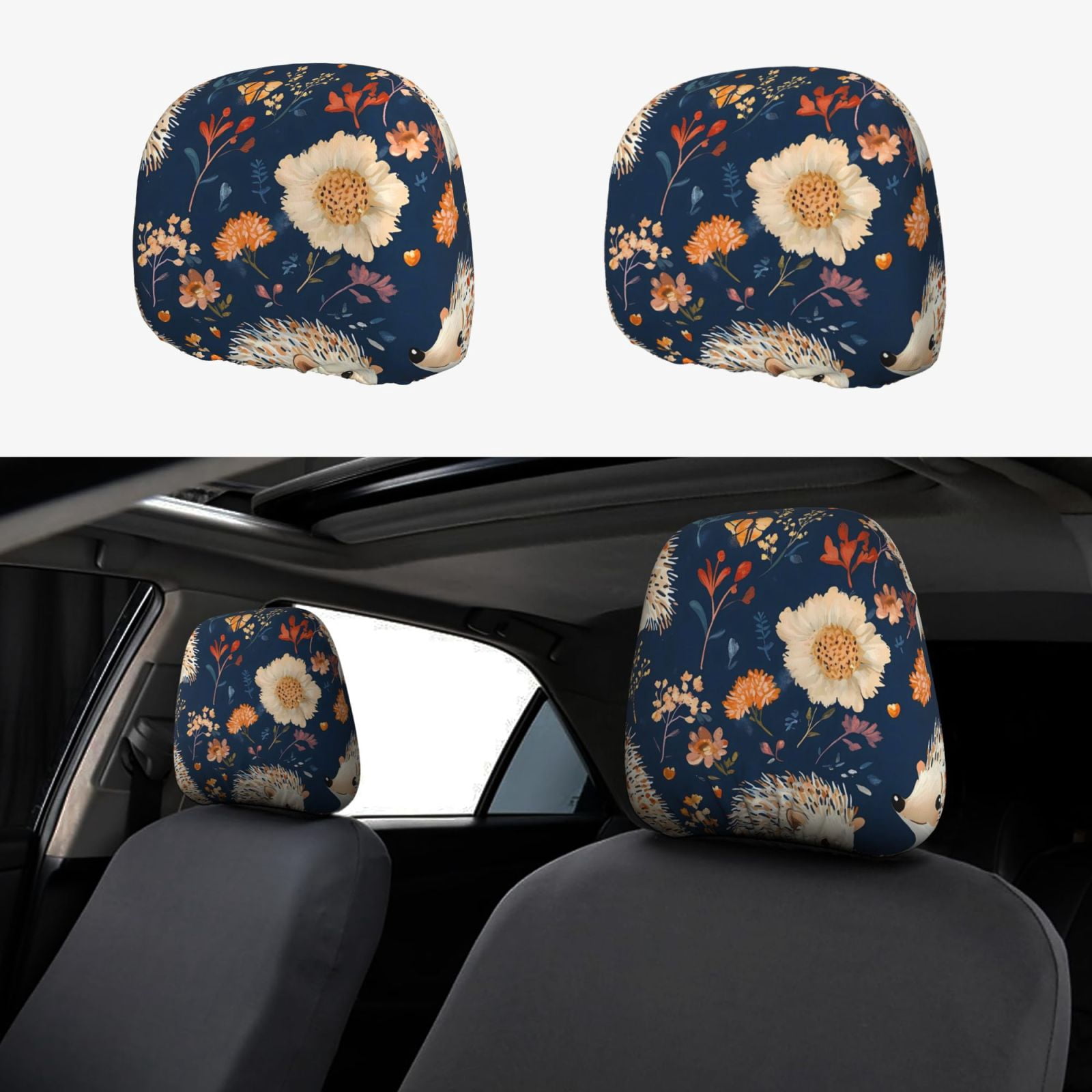 Car Headrest Covers 2pcs Full-Coverage Headrest Covers For Most Car ...