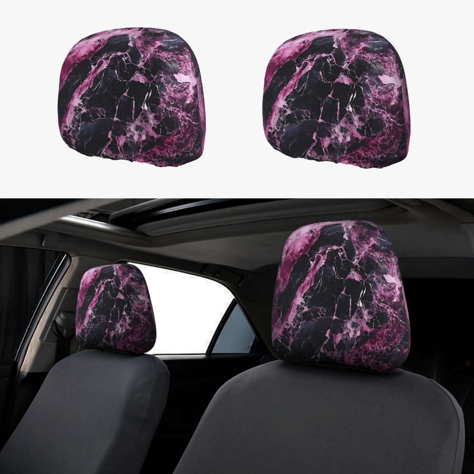 Car Headrest Covers 2pcs Full-Coverage Headrest Covers For Most Car ...