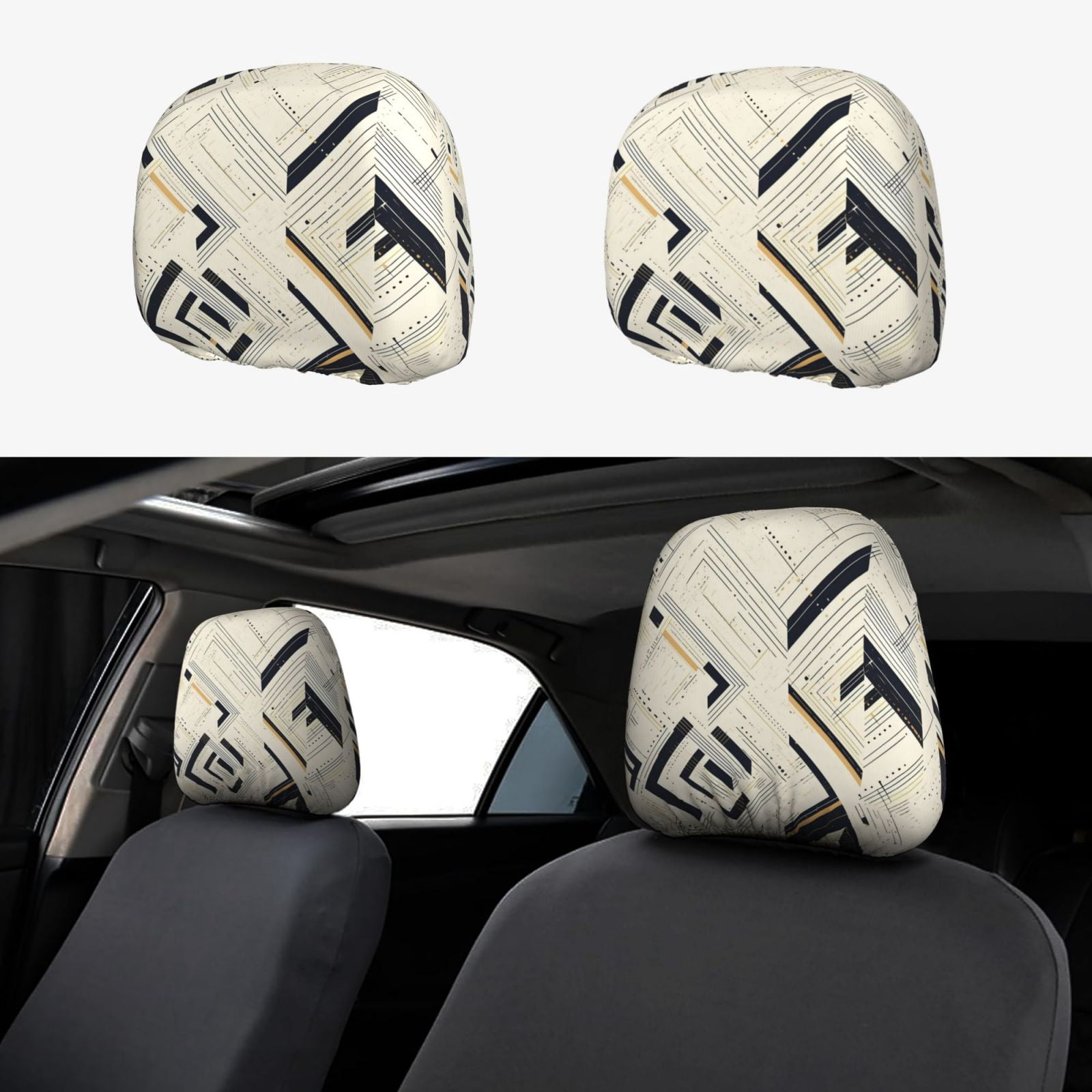Car Headrest Covers 2pcs Full-Coverage Headrest Covers For Most Car ...