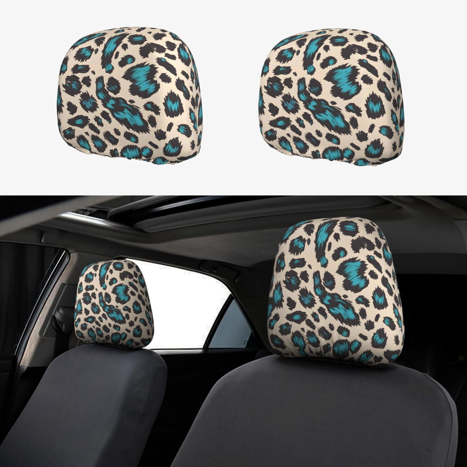 Car Headrest Covers 2pcs Full-Coverage Headrest Covers For Most Car ...