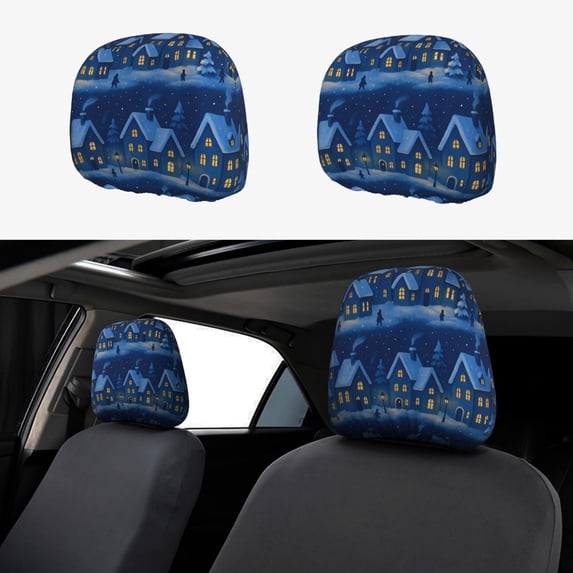 Car Headrest Covers 2pcs Full-Coverage Headrest Covers For Most Car ...