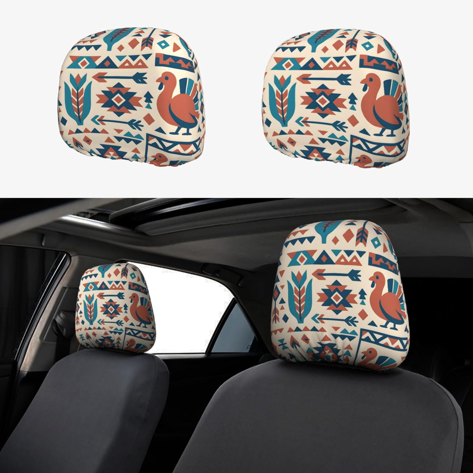 Car Headrest Covers 2pcs Full-Coverage Headrest Covers For Most Car ...