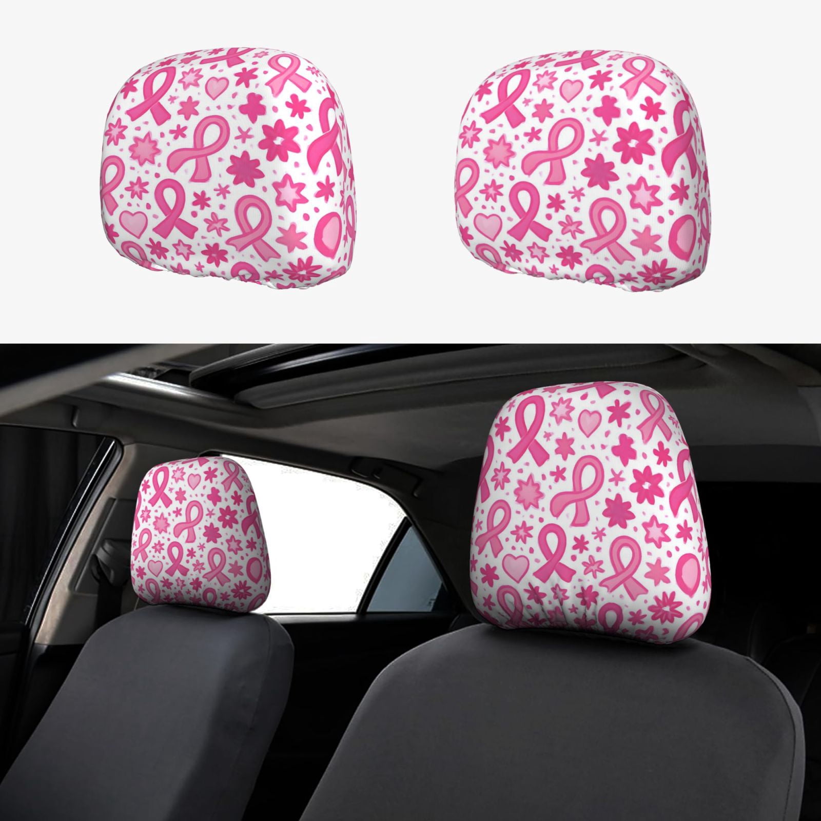 Car Headrest Covers 2pcs Full-Coverage Headrest Covers For Most Car ...