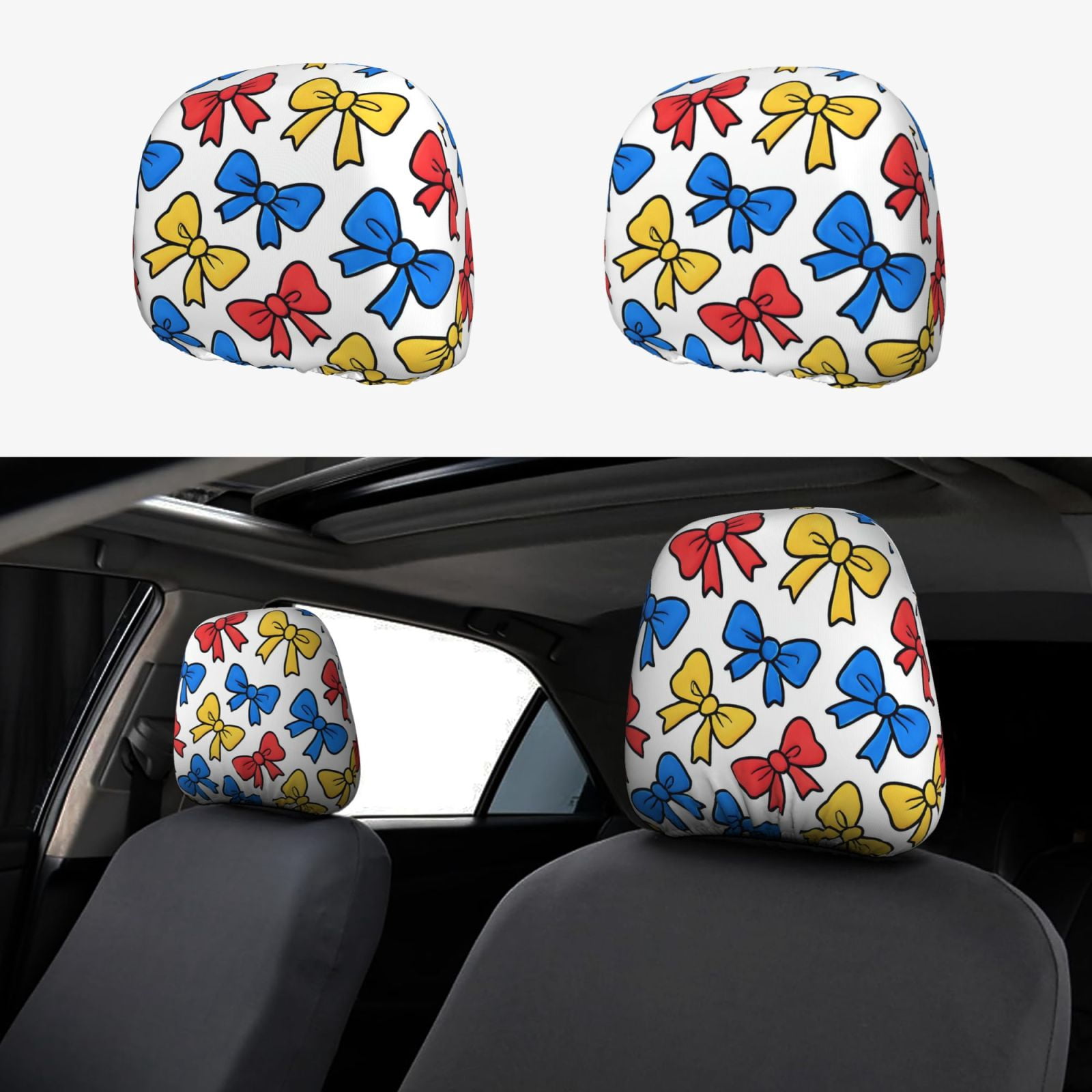 Car Headrest Covers 2pcs Full-Coverage Headrest Covers For Most Car ...
