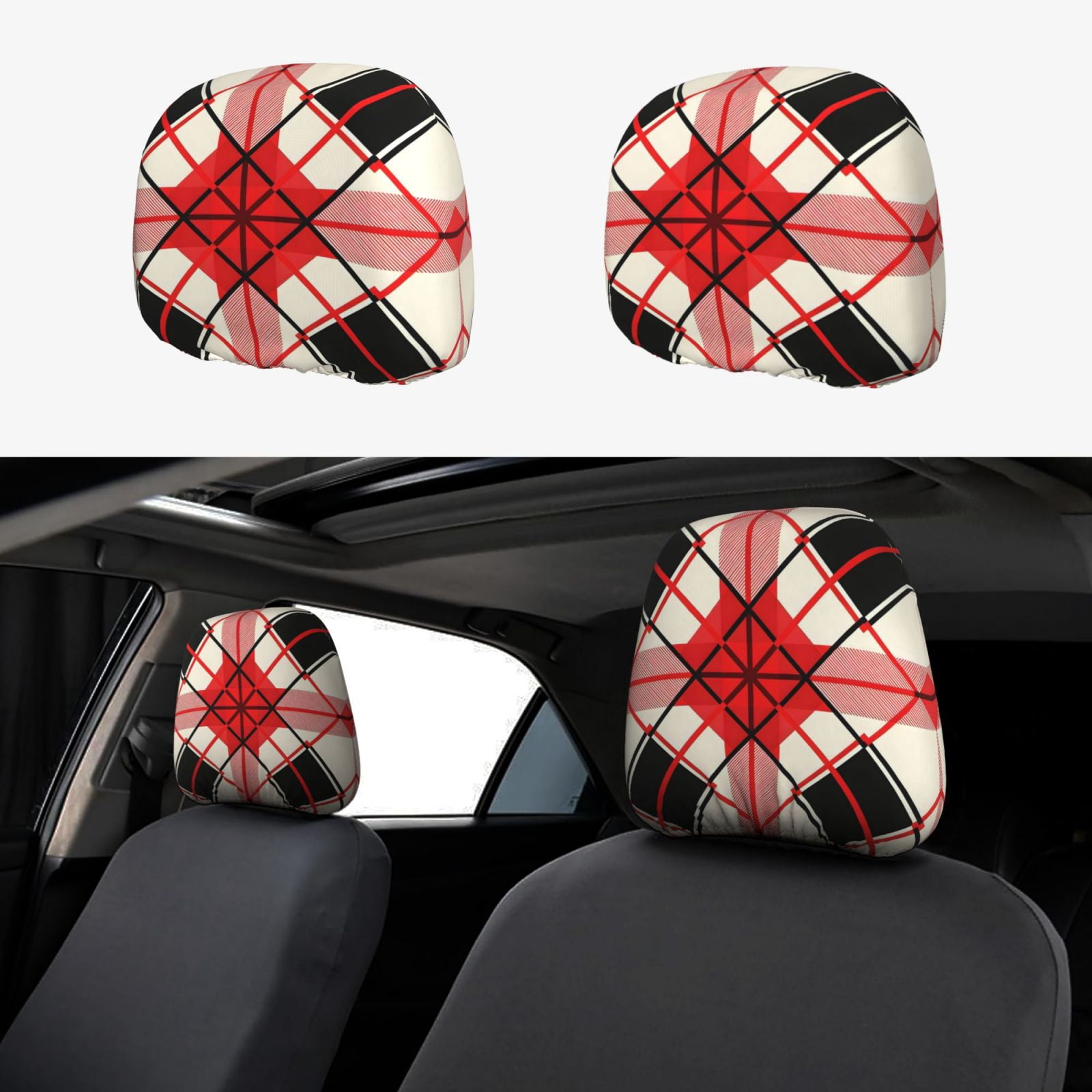 Car Headrest Covers 2pcs Full-Coverage Headrest Covers For Most Car ...