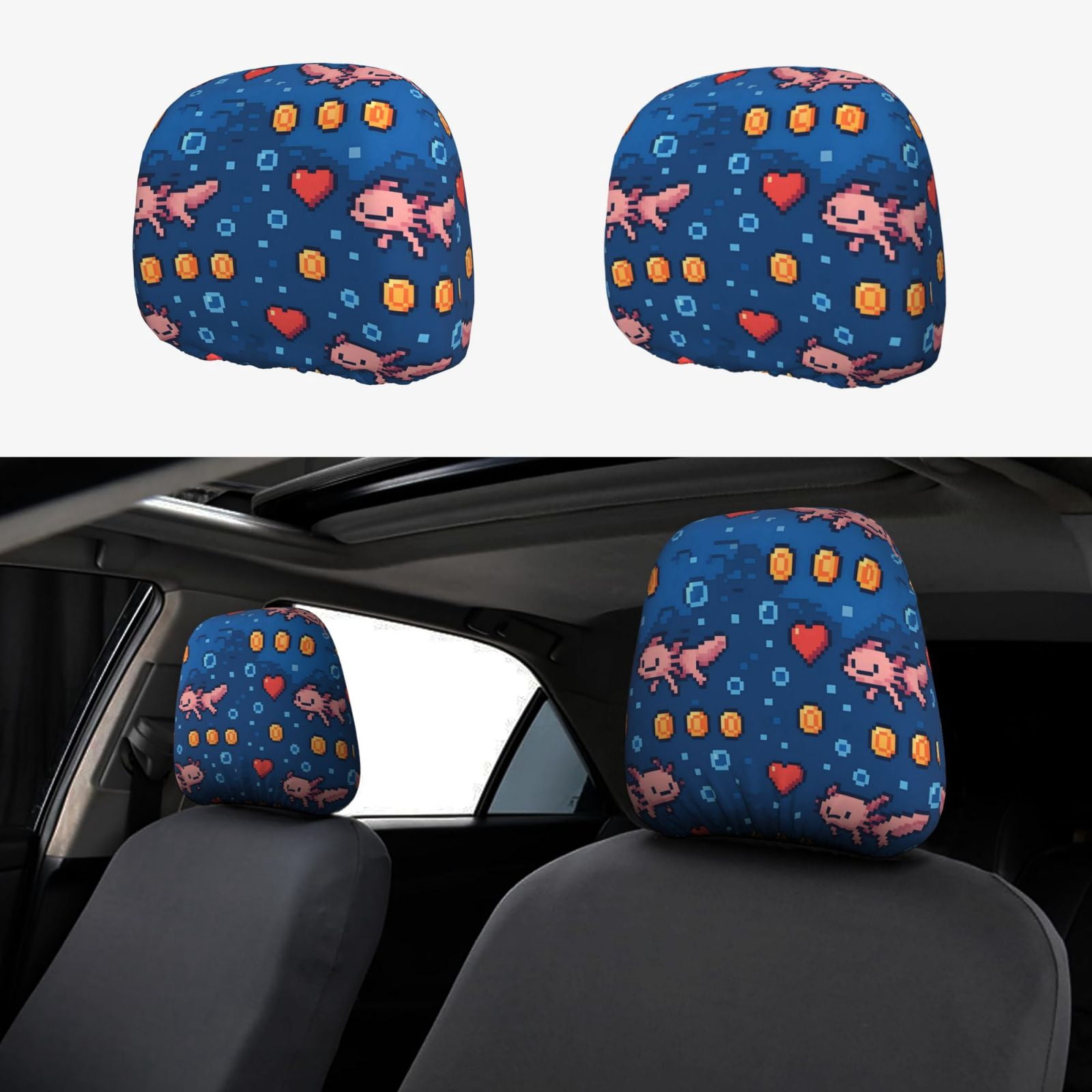 Car Headrest Covers 2pcs Full-Coverage Headrest Covers For Most Car ...
