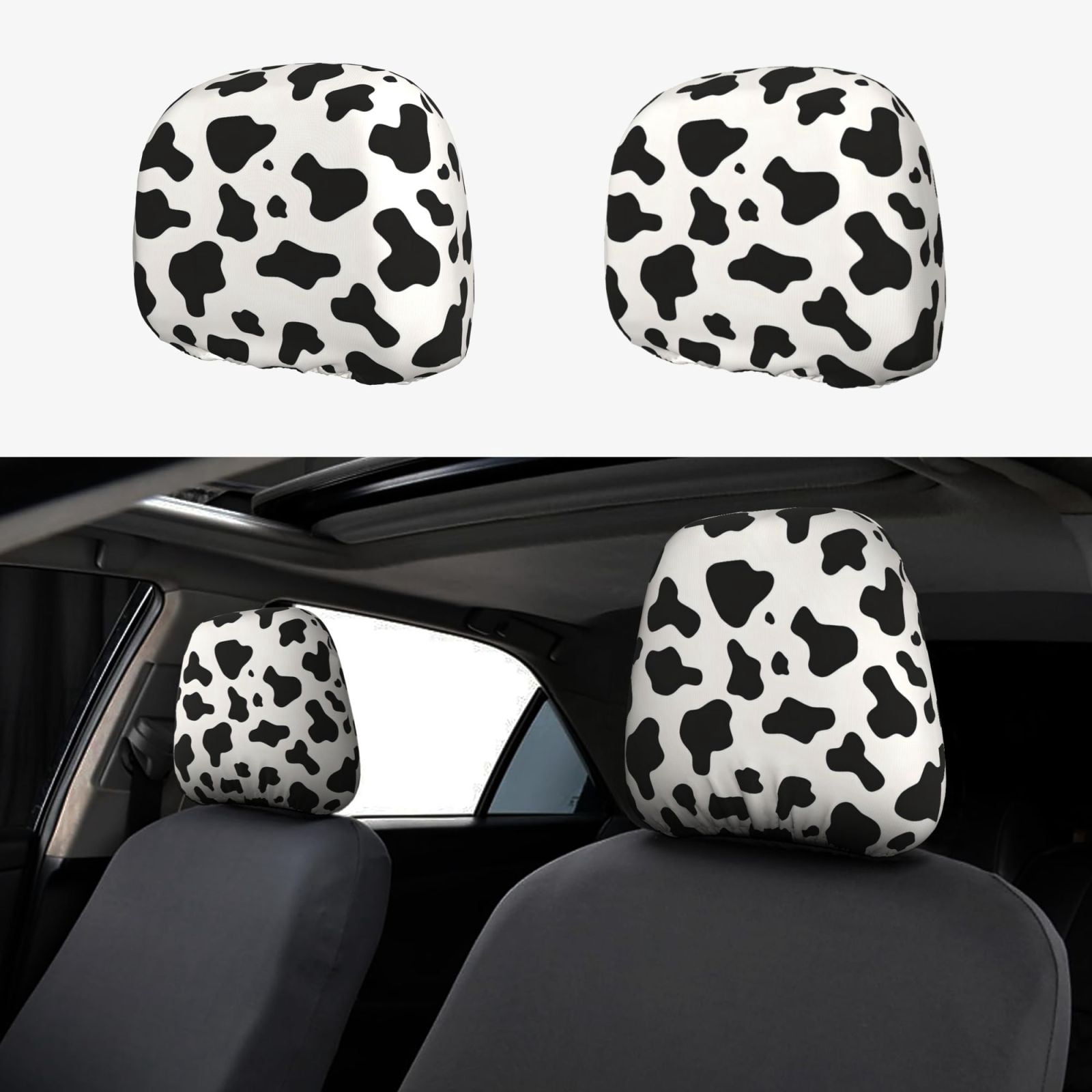 Car Headrest Covers 2pcs Full-Coverage Headrest Covers For Most Car ...
