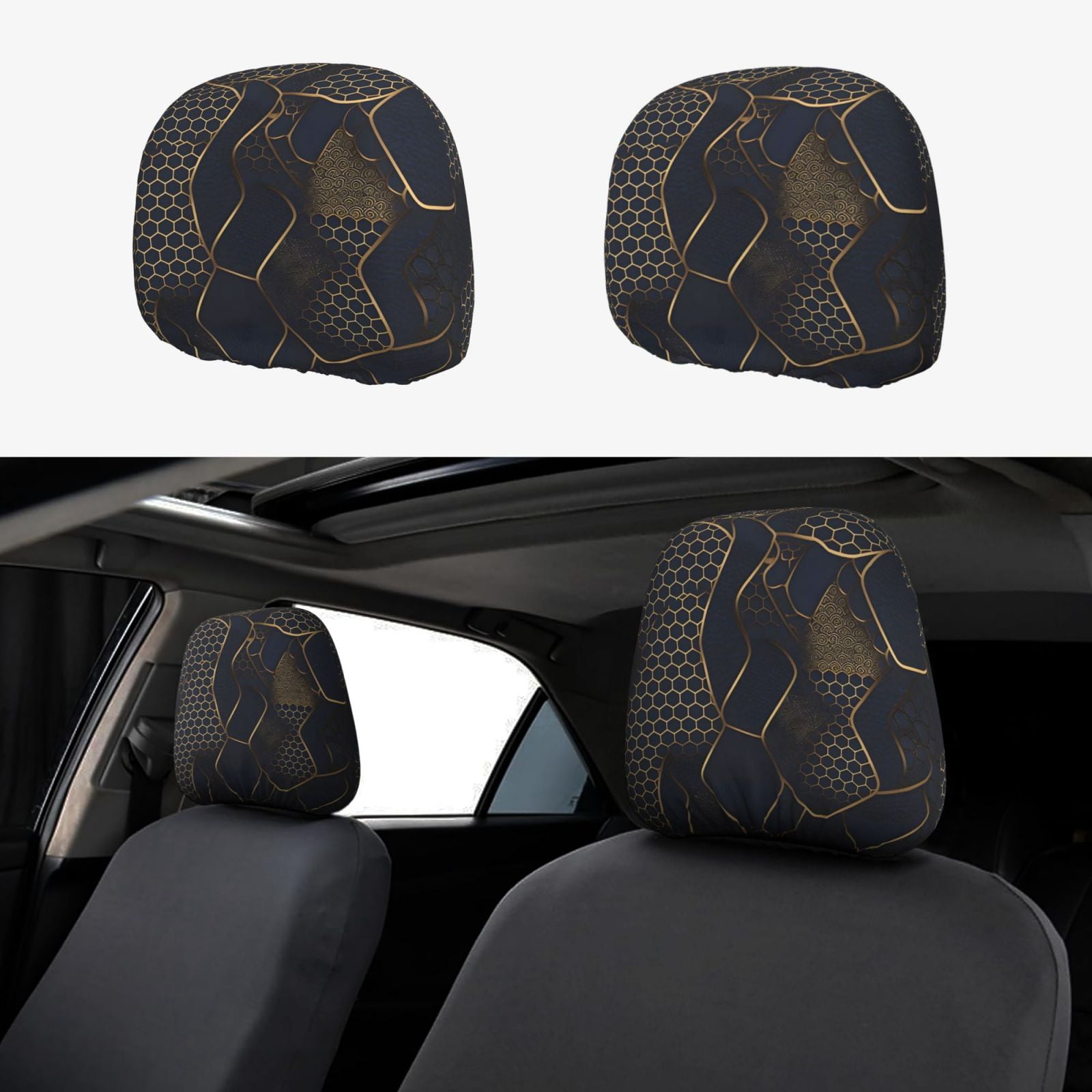Car Headrest Covers 2pcs Full-Coverage Headrest Covers For Most Car ...