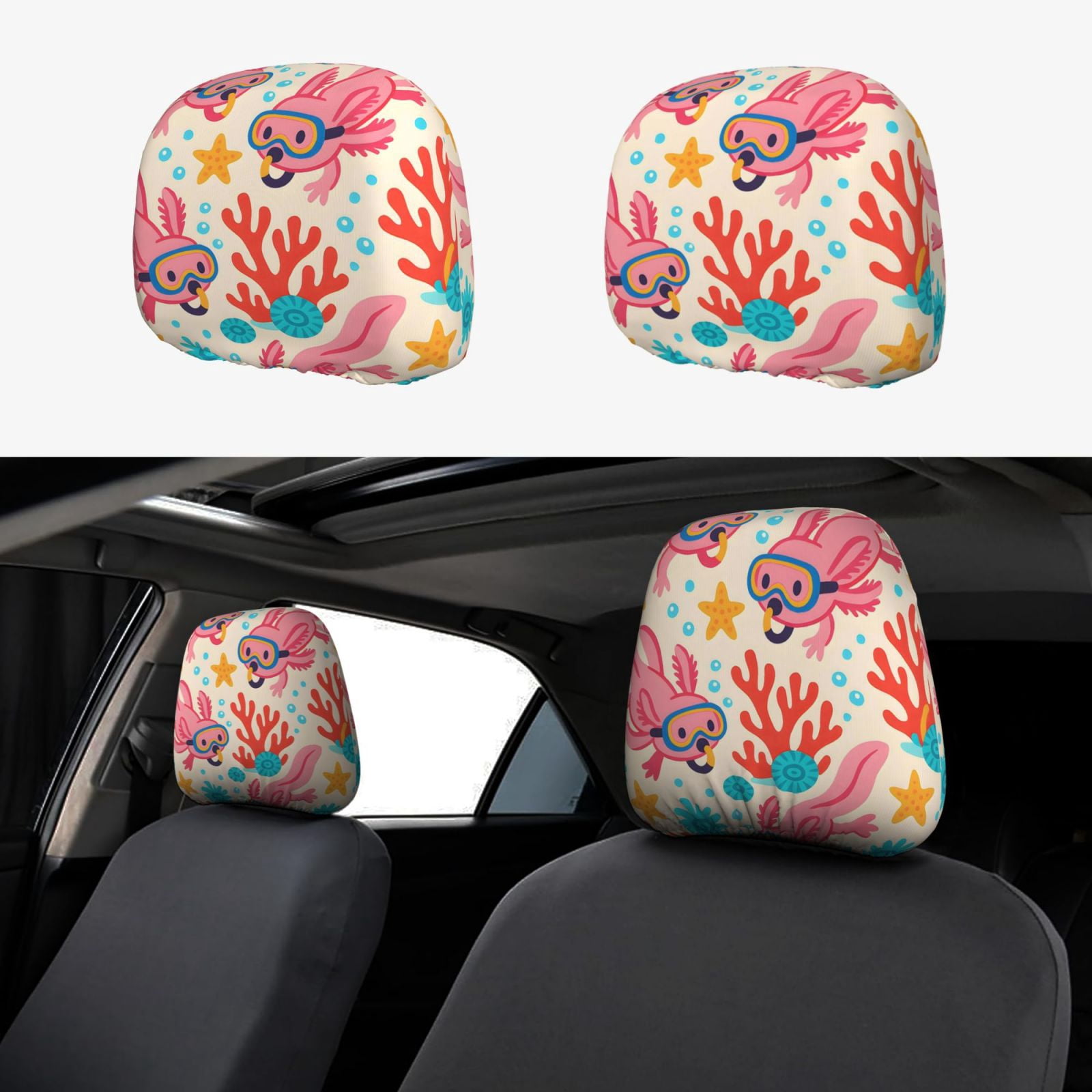 Car Headrest Covers 2pcs Full-Coverage Headrest Covers For Most Car ...