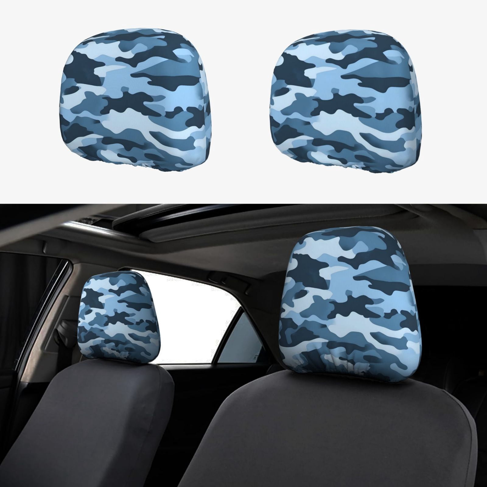 Car Headrest Covers 2pcs Full-Coverage Headrest Covers For Most Car ...