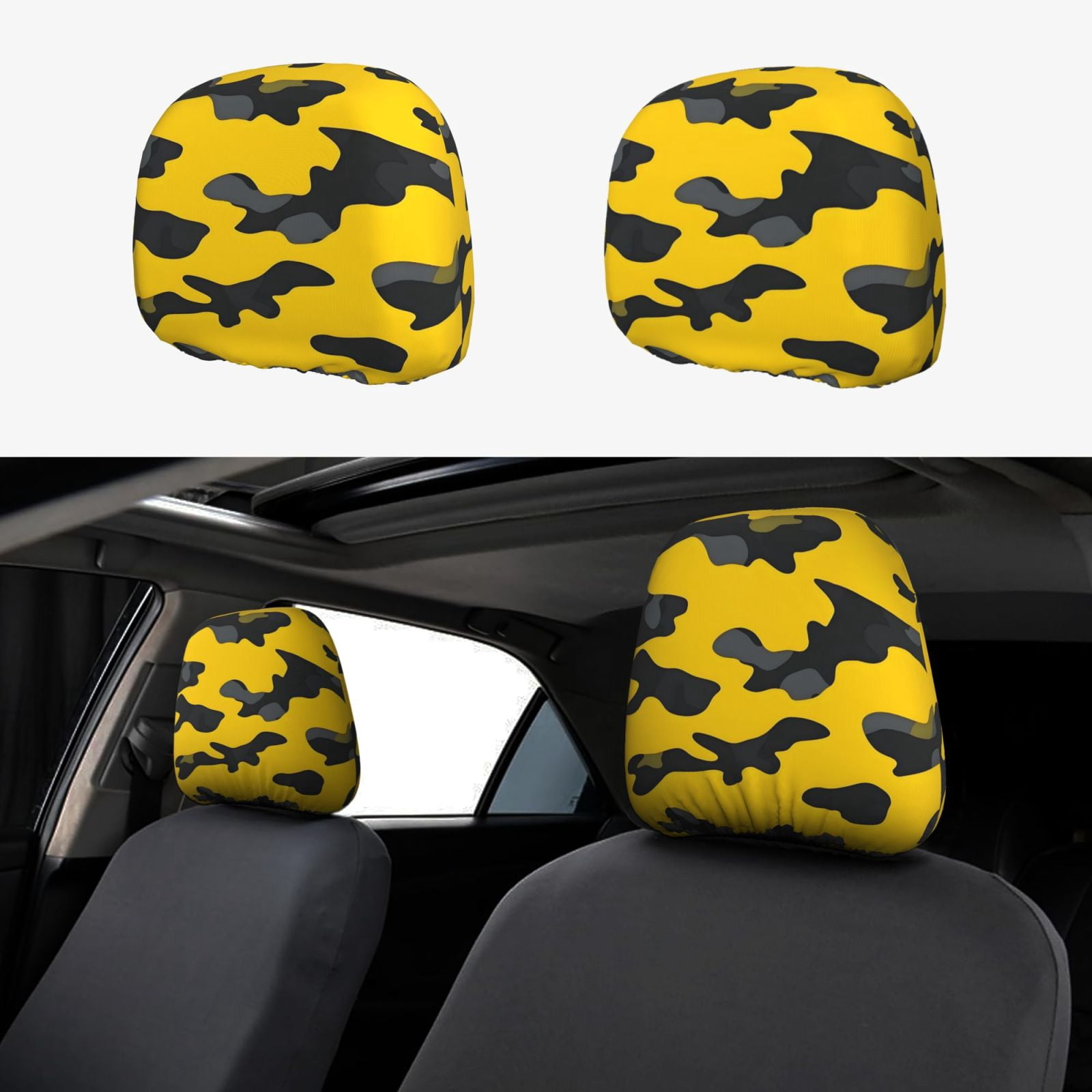 Car Headrest Covers 2pcs Full-Coverage Headrest Covers For Most Car ...