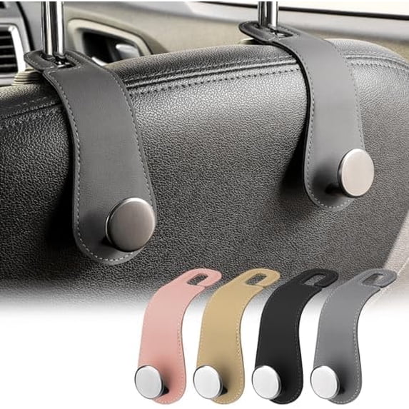 Car Headrest Hooks, 2 Pack Leather Car Seat Storage Hanger for Purses ...