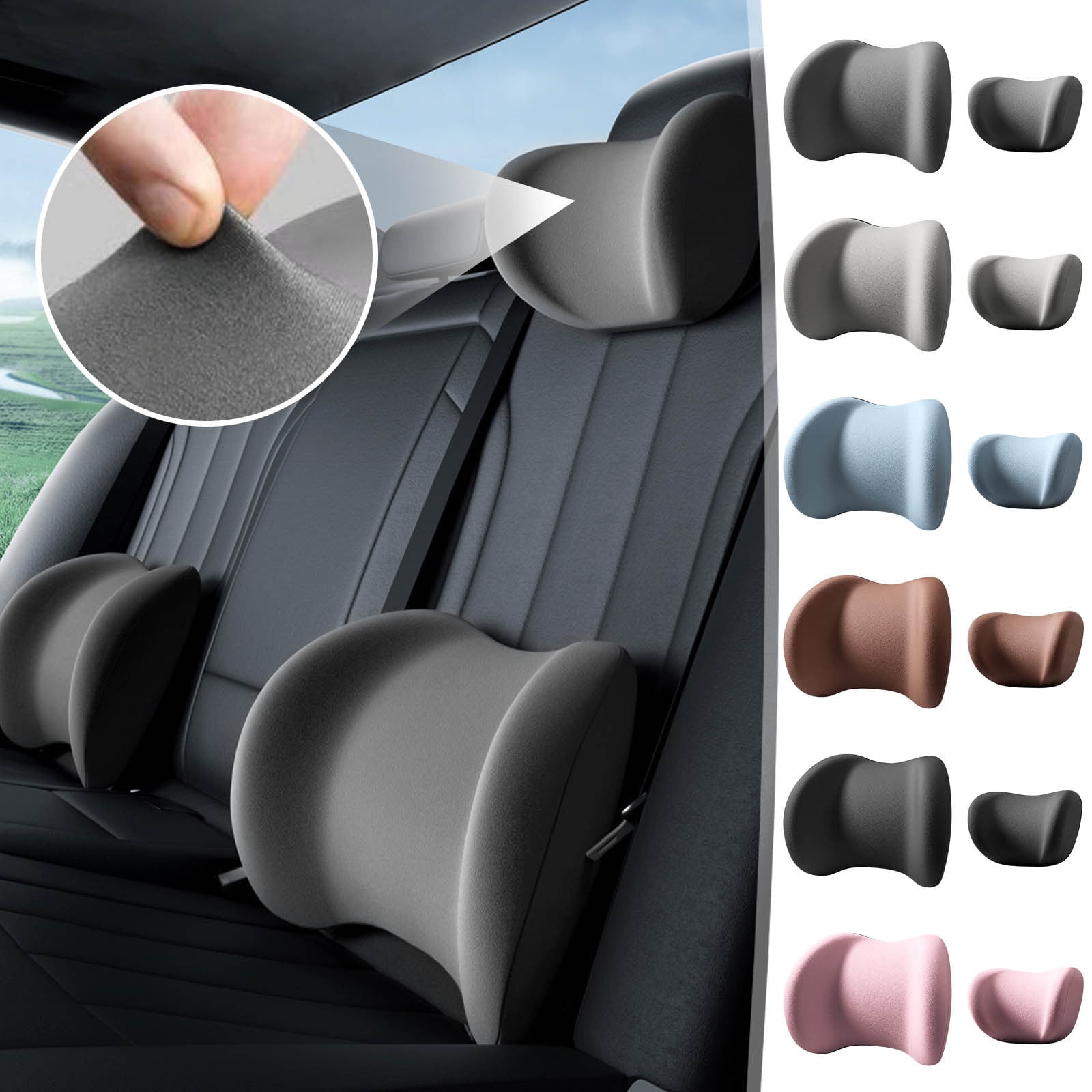 Car Headrest & Lumbar Support Cushion, 2025 New Car Lumbar Support ...