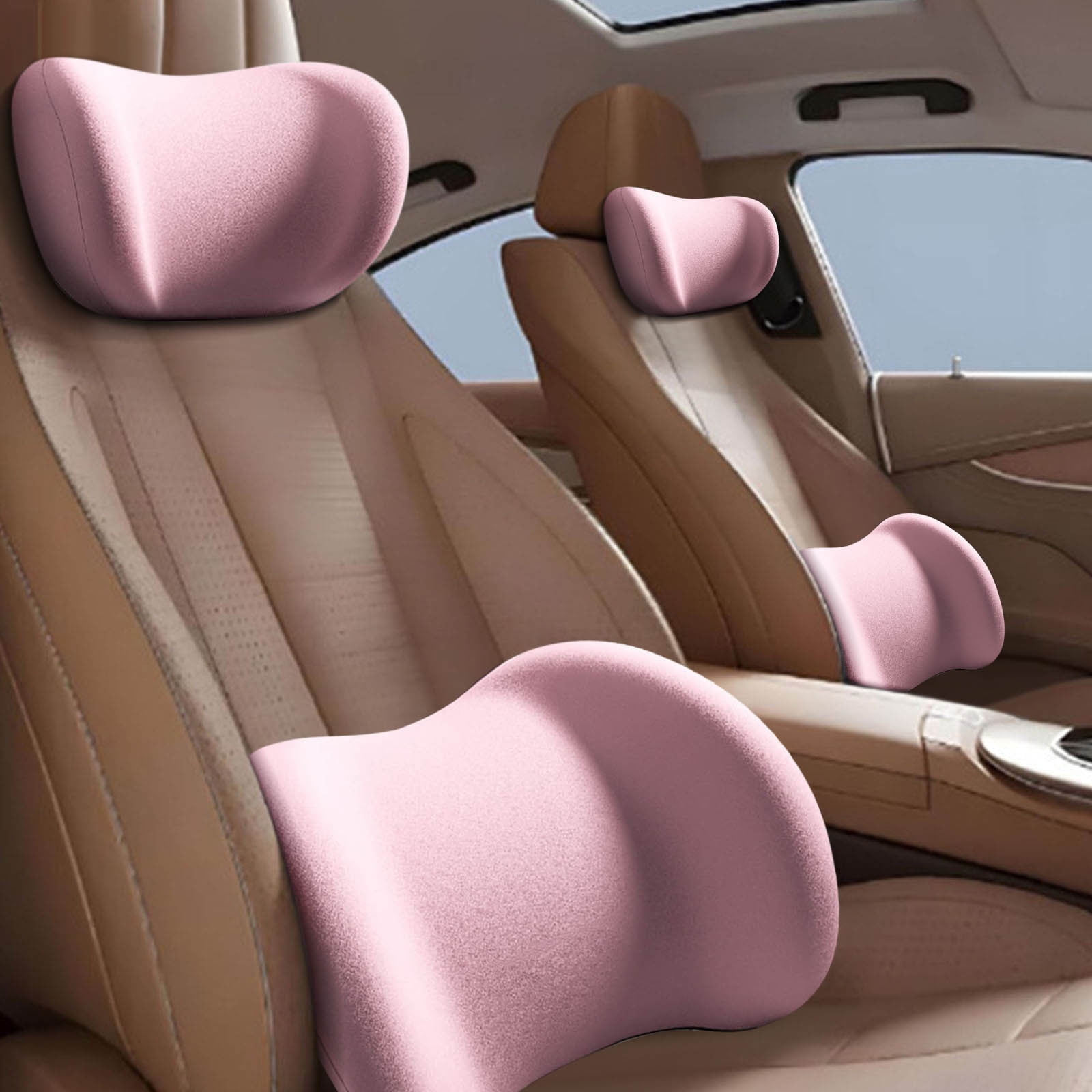 Car Headrest Lumbar Support Cushion - Ergonomic Car Headrest and Lumbar ...