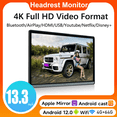 Car Headrest Monitor 13.3 inch 4G+64G IPS Display Android 12 Touch ...
