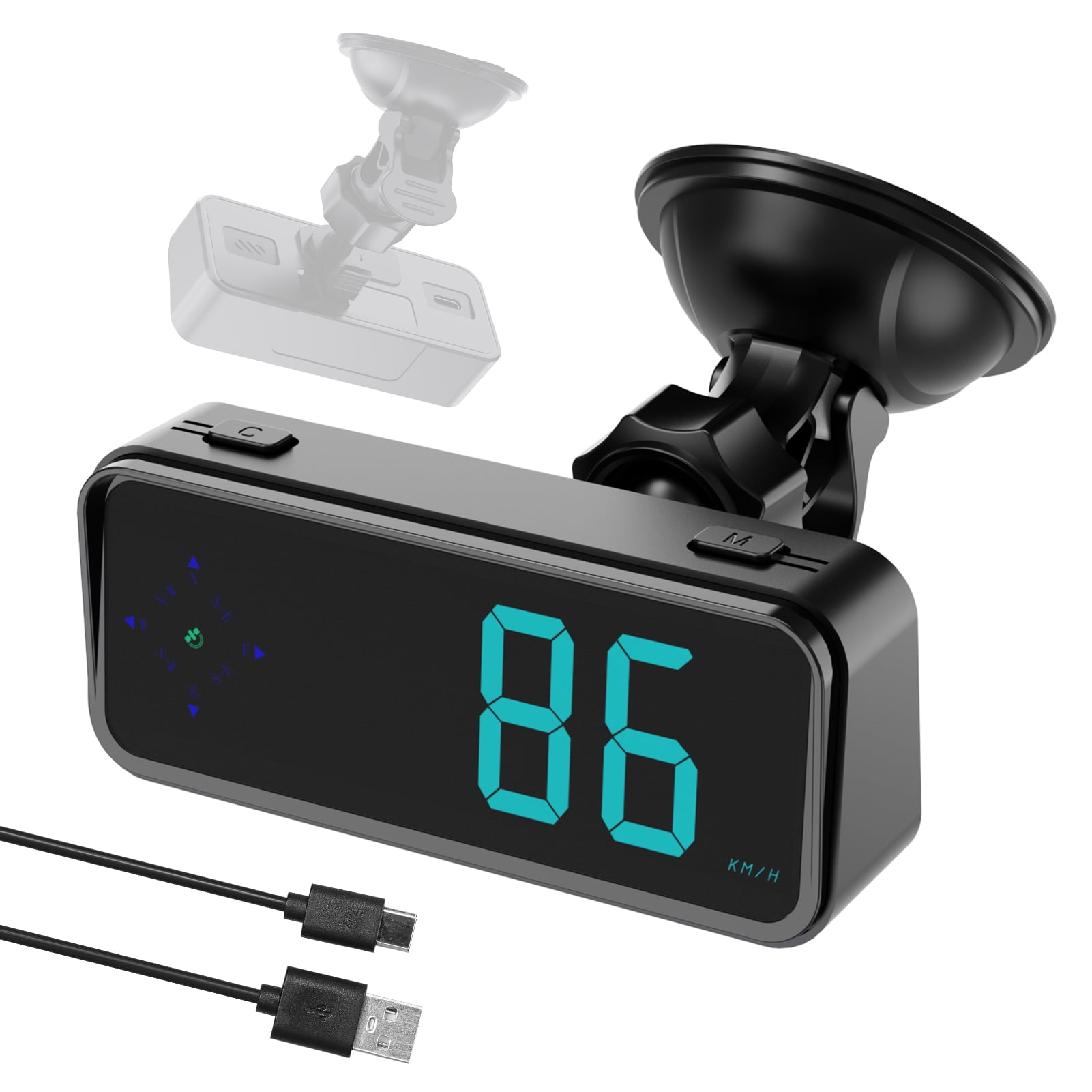 Car Headup Display GPS Digital Speedometer KM/H MPH Switchable with ...