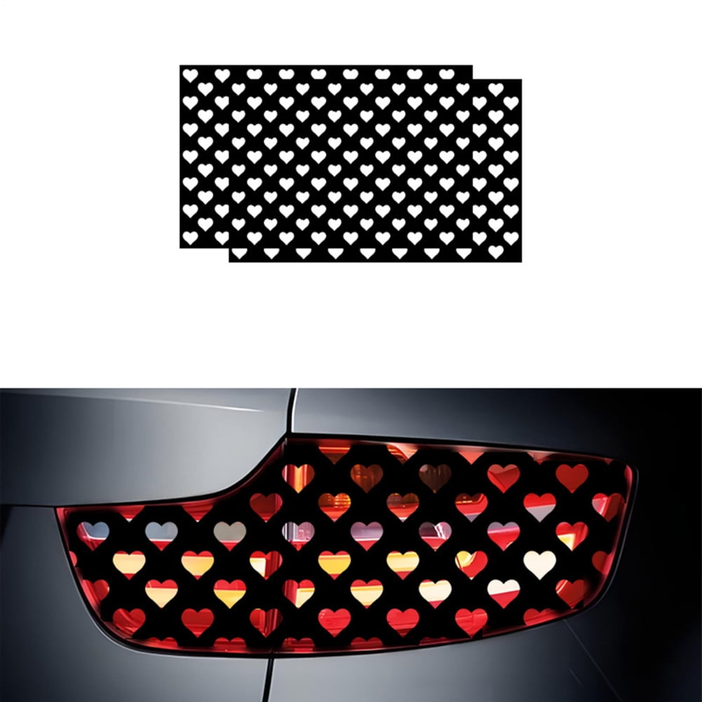 Car Heart Shaped Stickers Car Stylish Tail Lights DIY Hollow Protector ...