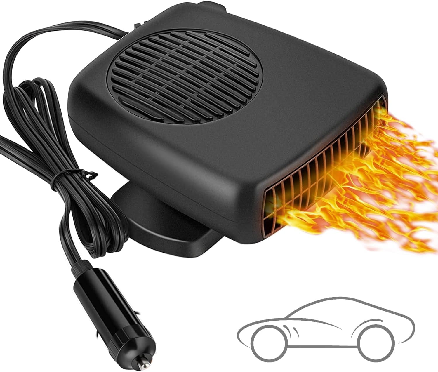 Car Heater, 12V 150W Portable Car Heater Plug into Cigarette Lighter, 2 ...