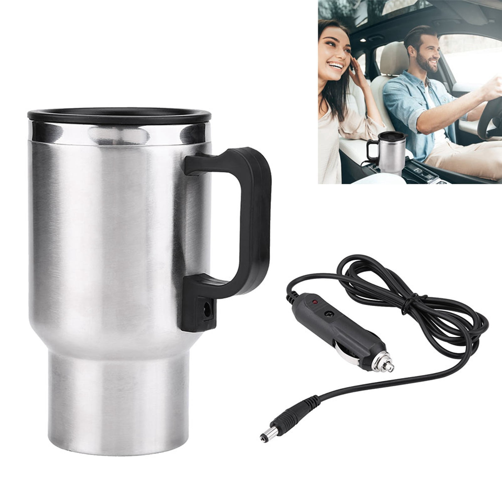 Car Heating Cup,450ml Stainless Steel Travel Heating Cup,12V Travel Car ...