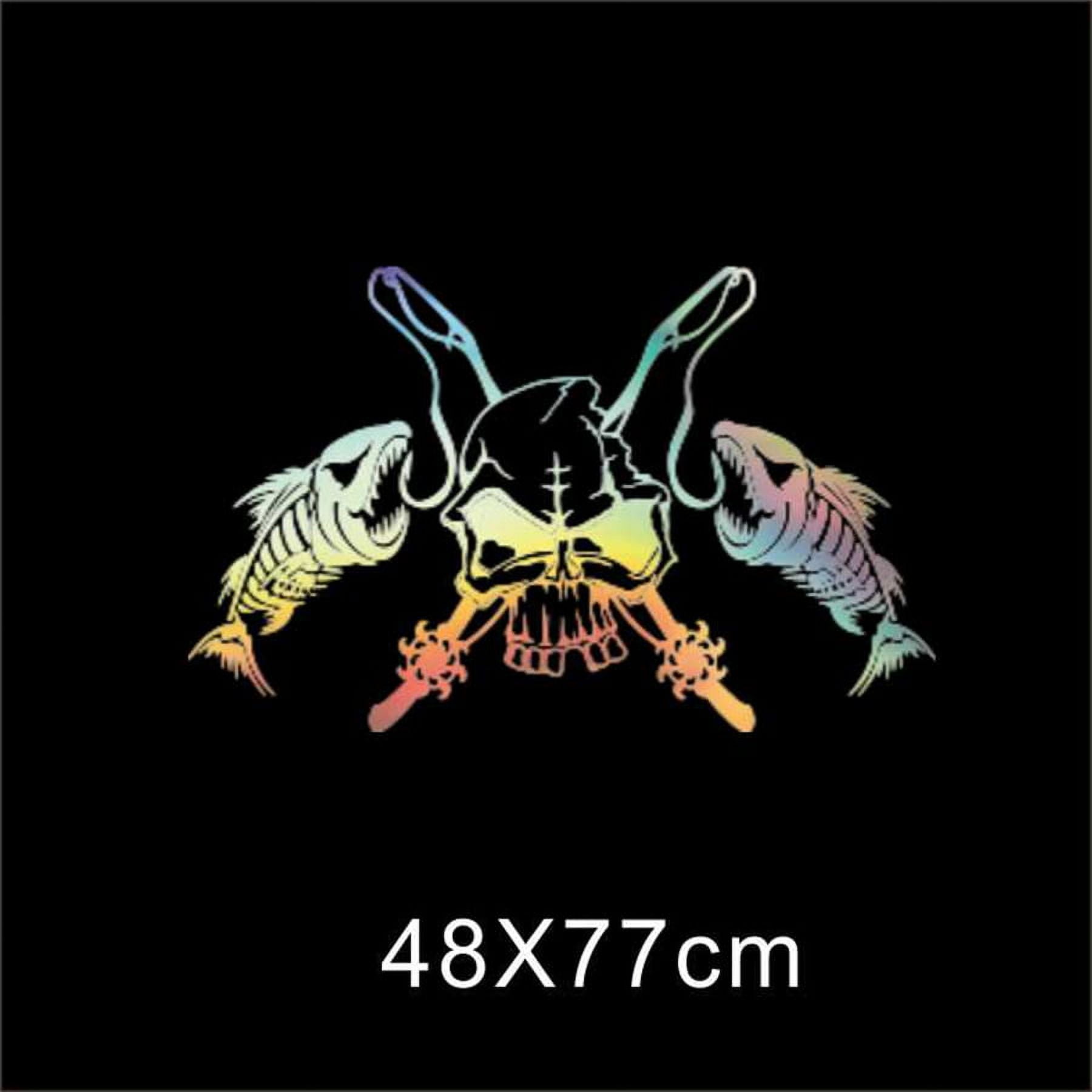 Car Hood Door Fishing Skull Sticker Laser Colorful Vinyl Water-proof ...