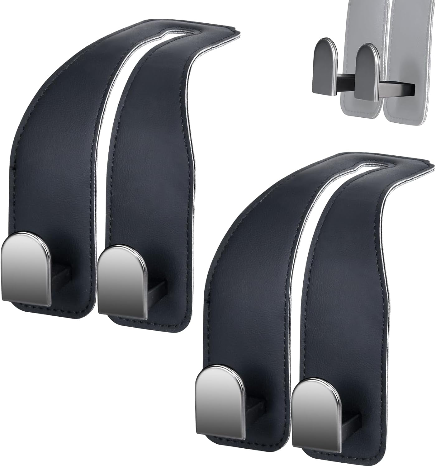 Car Hooks for Headrest, Leather Car Seat Back Storage Organizer ...