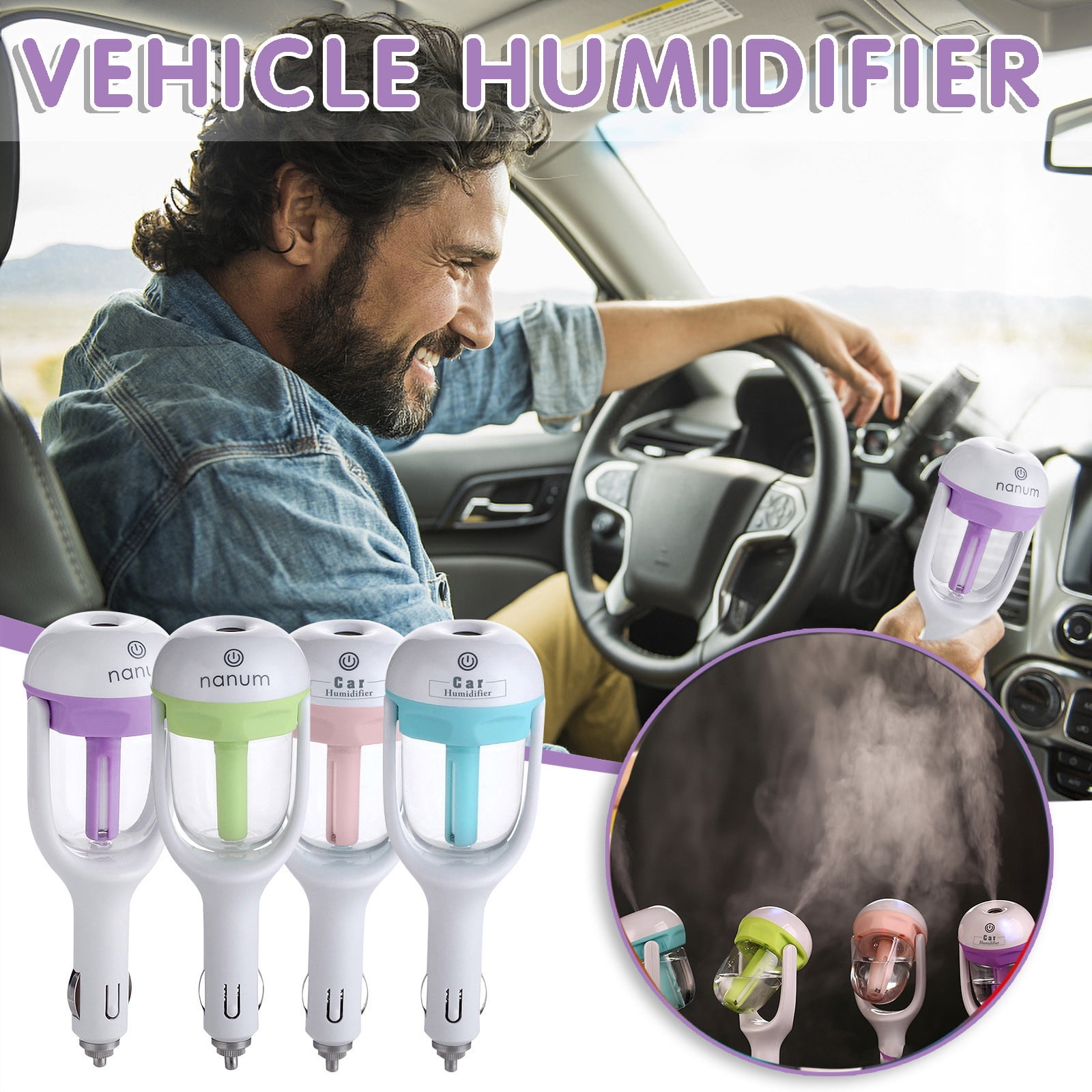 Car Humidifier, Portable Mini Aromatherapy Essential Oil Diffuser ...