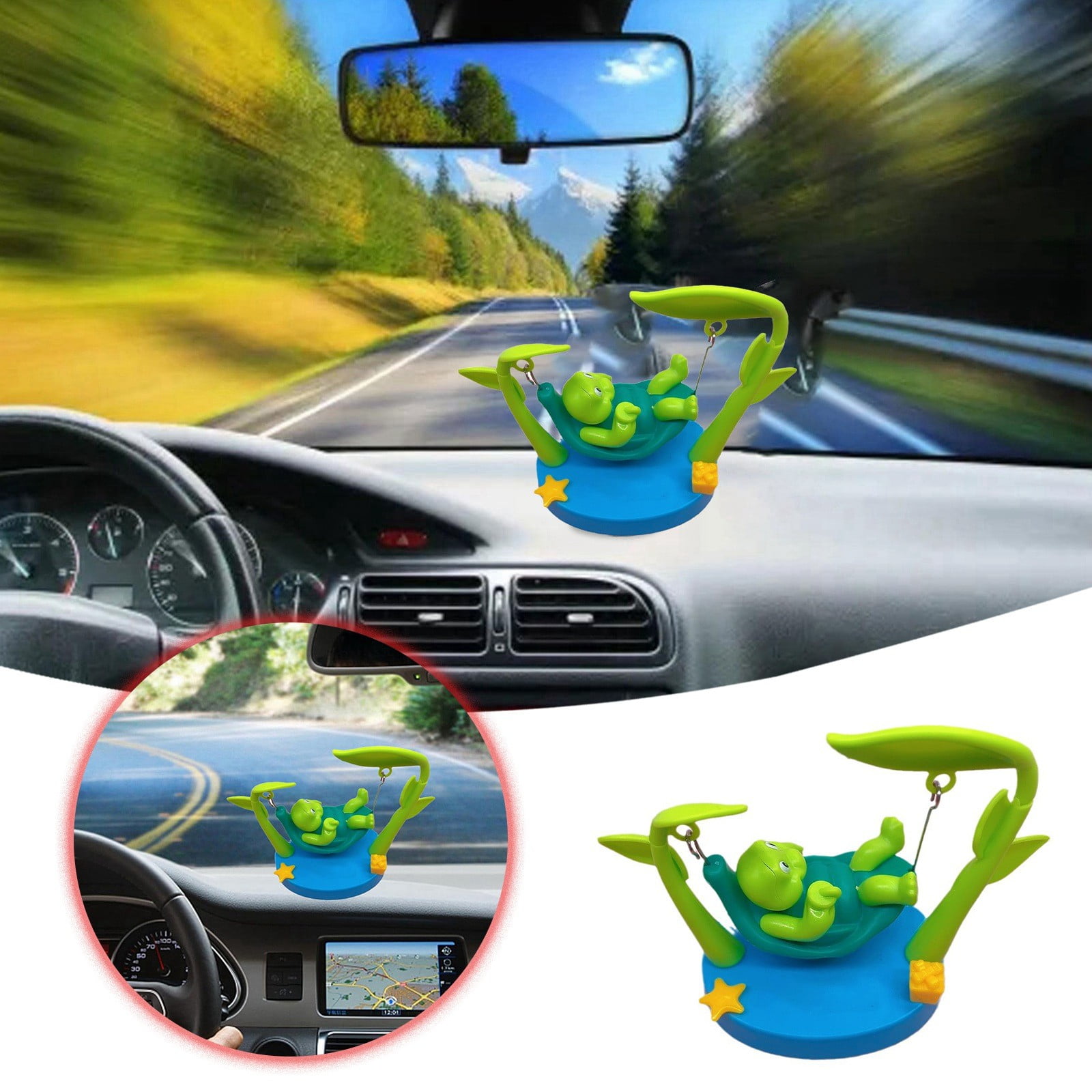 Car Interior Accessories Solar Powered Rocking Turtle Cute Cartoon ...